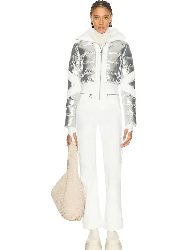 Fusalp Clarisse Ski Suit In Metallic Silver,white - Metallic Silver & Neige
