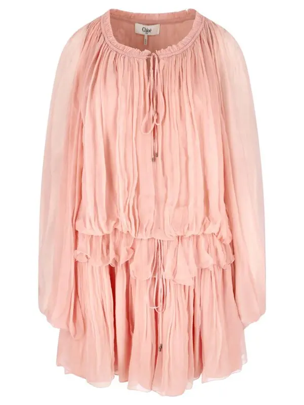 Chloé Silk Floral Print Mini Dress - Pink