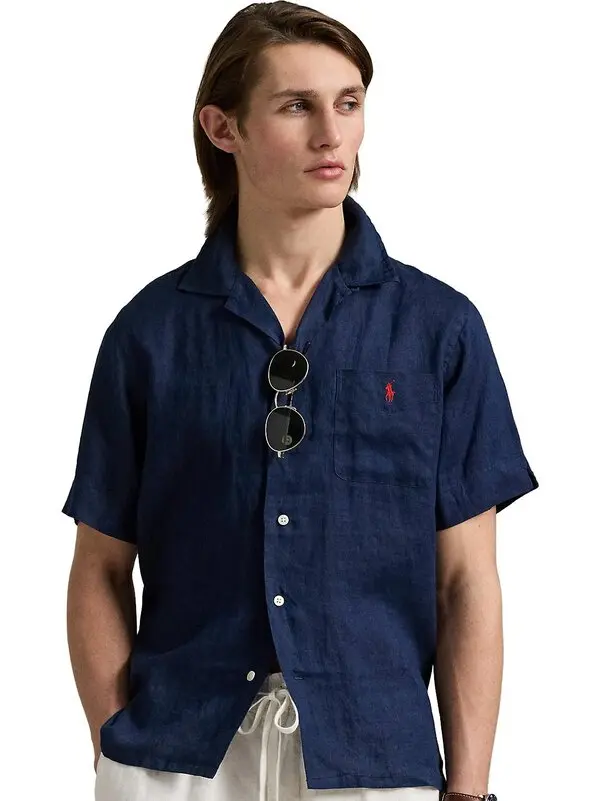 Ralph Lauren Classic Fit Linen Camp Shirt - Newport Navy
