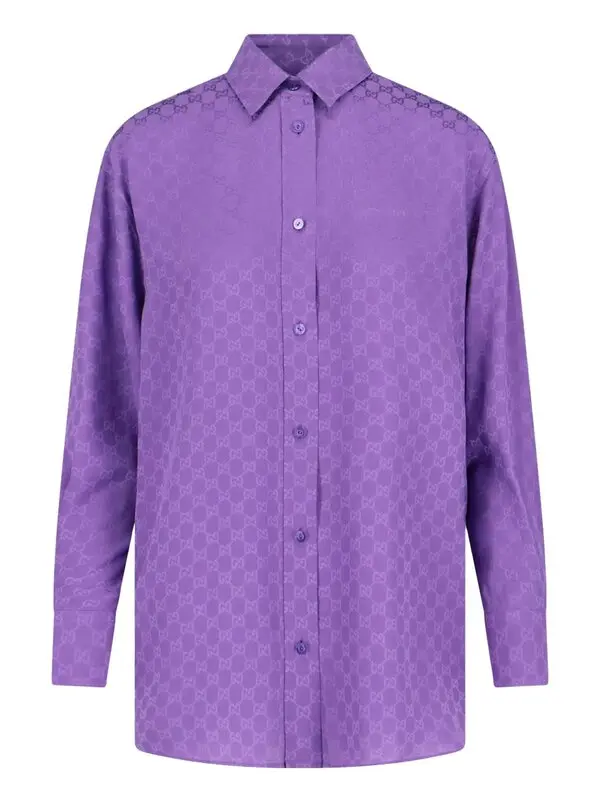 Gucci Gg Supreme Silk Shirt - Purple