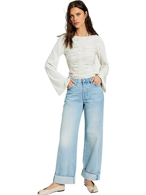 MOTHER The Dodger Button Hover Cuff Jeans - I Could Care Less