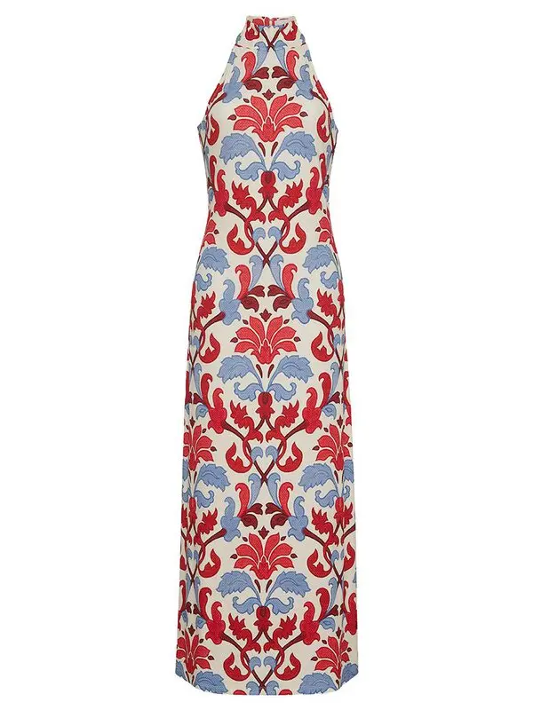 Cara Cara Asher Maxi Halter Dress - Fleur Crest Ivory
