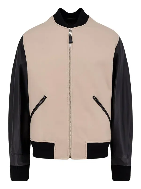 Givenchy Cotton Jacket With Leather Sleeves - Beige