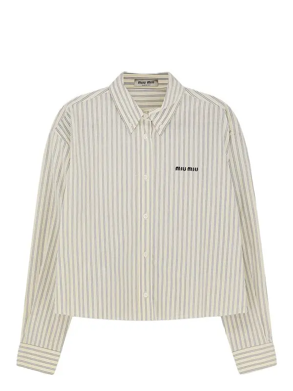 Miu Miu Striped Cotton Cropped Shirt - Yellow
