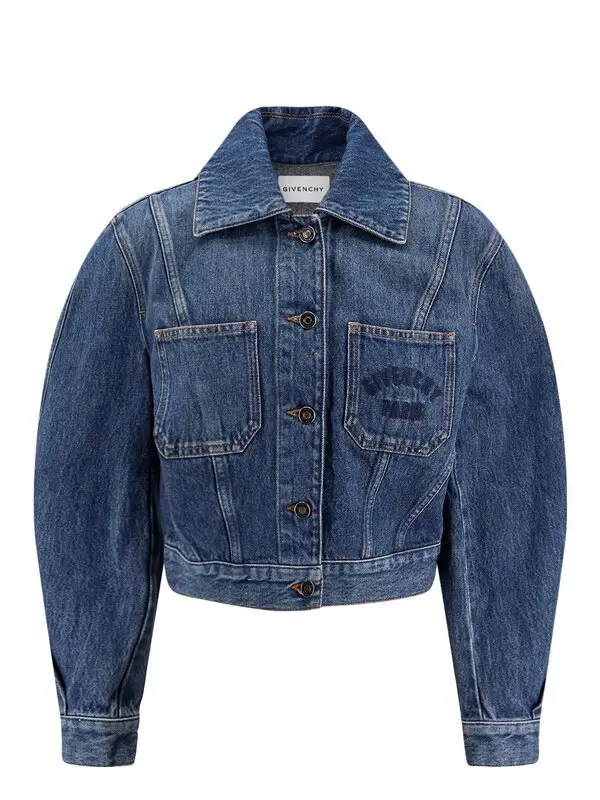 Givenchy Denim Jacket With Logo Embroidery - Blue