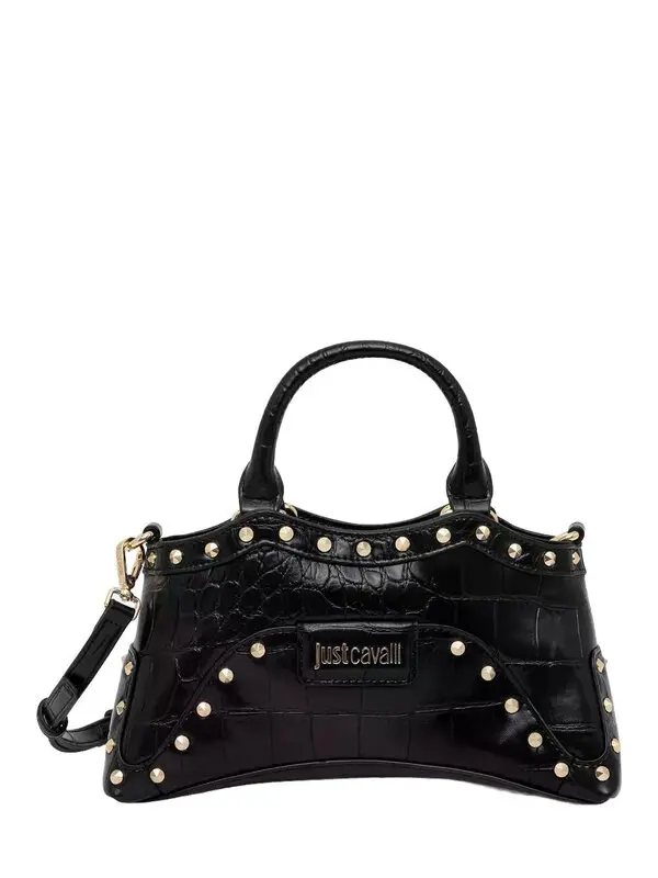 Just Cavalli Crocodile-effect Studded Handbag - Black