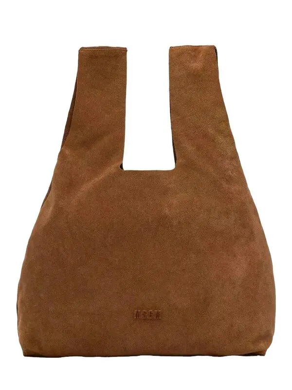 MSGM Embossed Suede Tote - Brown