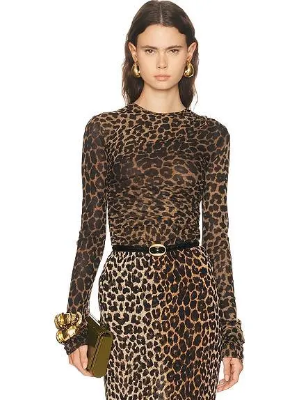 Saint Laurent Long Sleeve Top - Leopard