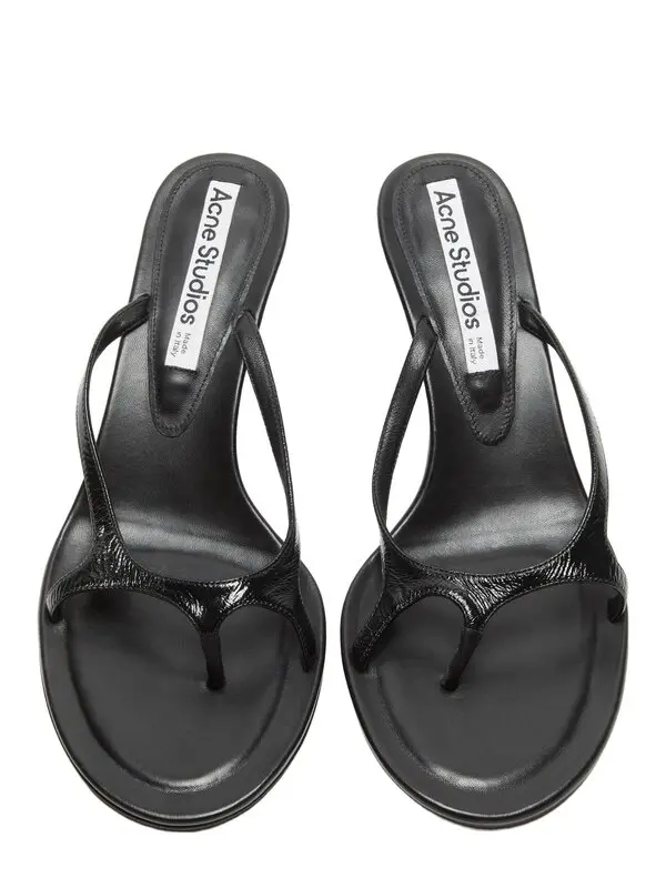 Acne Studios Leather Kitten Heel Sandals - Black