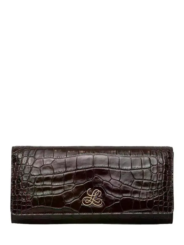Luisa Spagnoli Croc-embossed Clutch - Brown