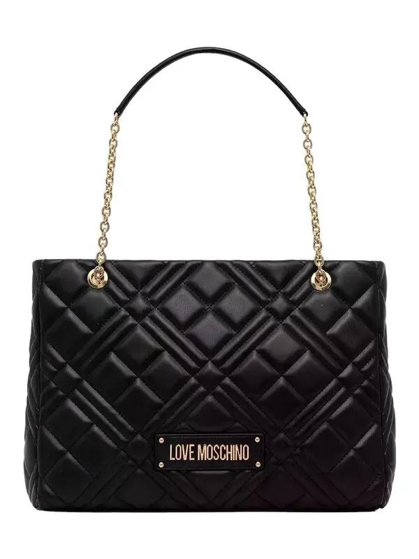 Moschino Quilted Chain-strap Tote Bag - Black