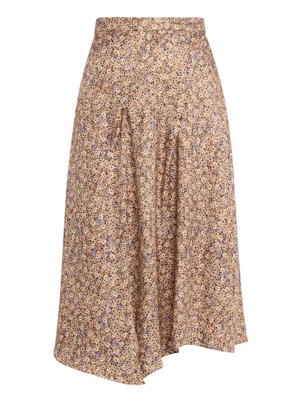 Isabel Marant Cacia Floral Silk Jacquard Asymmetric Midi Skirt - Ochre