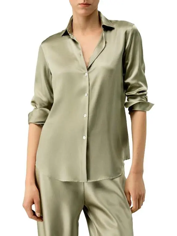 Lilysilk Timeless Silk Charmeuse Shirt - Artichoke