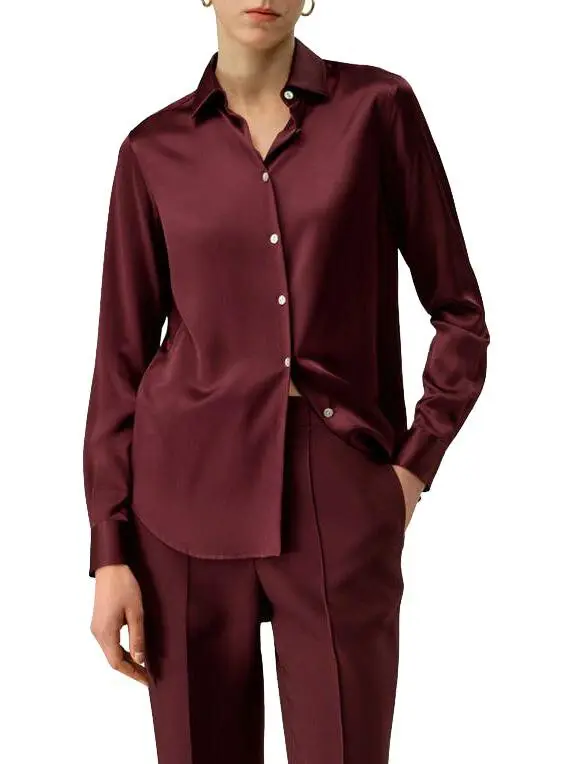 Lilysilk Timeless Silk Charmeuse Shirt - Pinot Noir