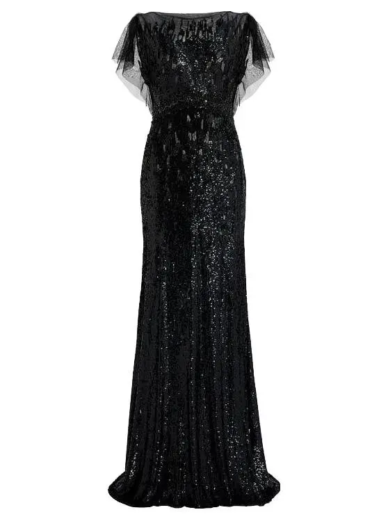 Jenny Packham Magnolia Sequin-embellished Dress - Liquorice
