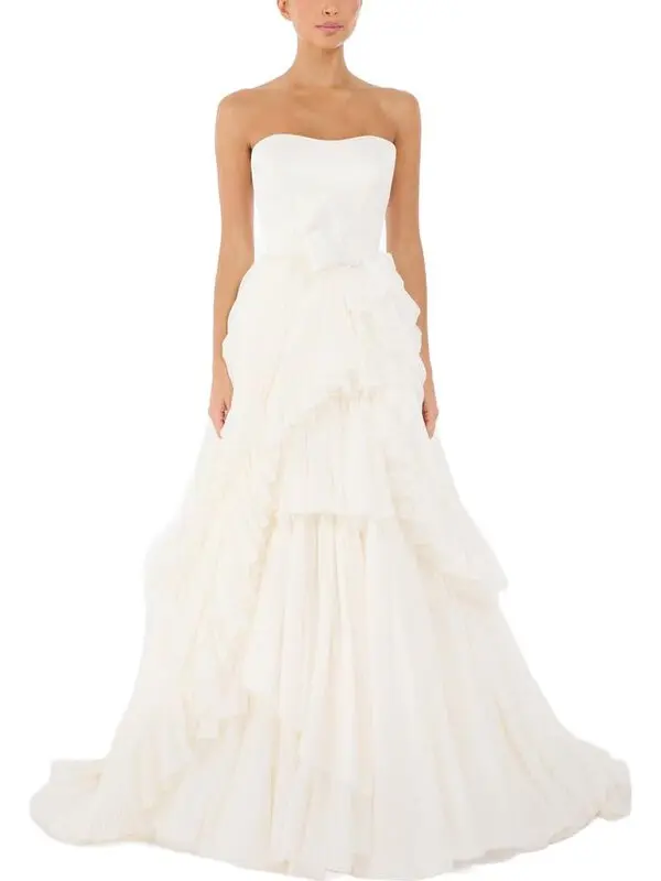 Jenny Packham Antonia Ruffled Bow Dress - Ivory
