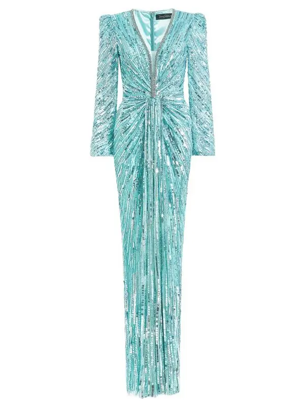 Jenny Packham Darcy Sequin-embellished Gown - Caribbean Turquoise