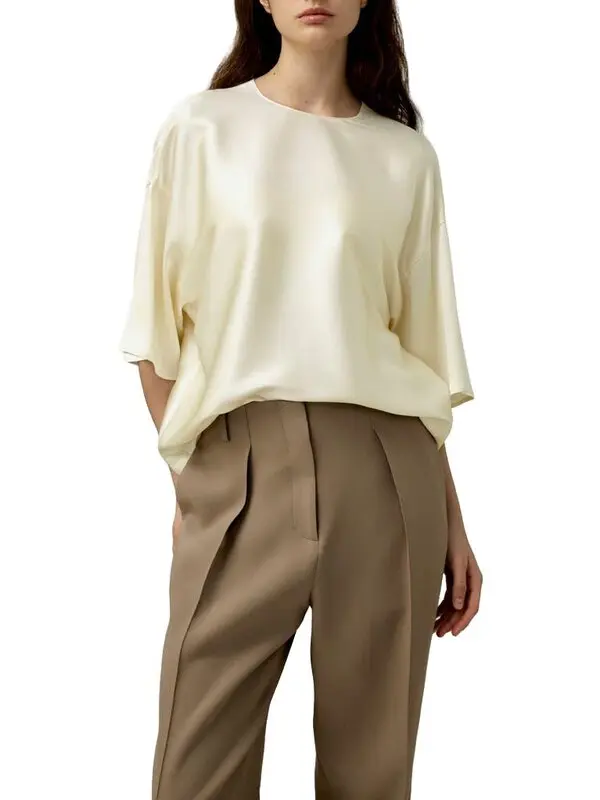 Lilysilk Relaxed Silk Crewneck Blouse - Lily White