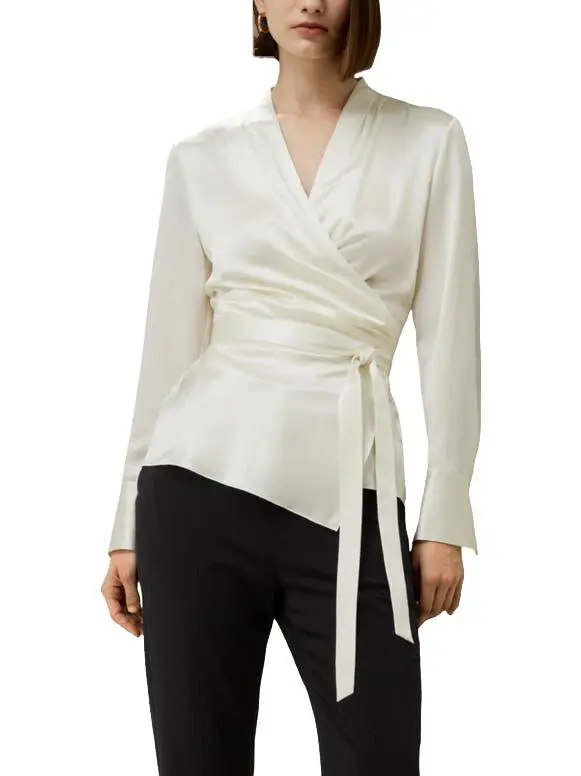 Lilysilk Silk Wrap Blouse - Lily White