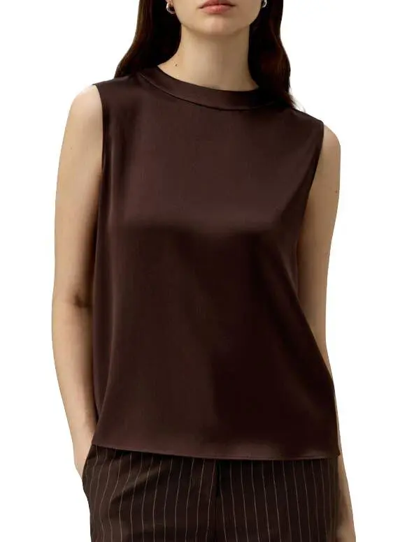 Lilysilk Sleeveless 32mm Silk Top - Dark-brown
