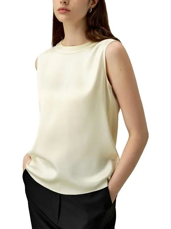 Lilysilk Sleeveless 32mm Silk Top - Lily White