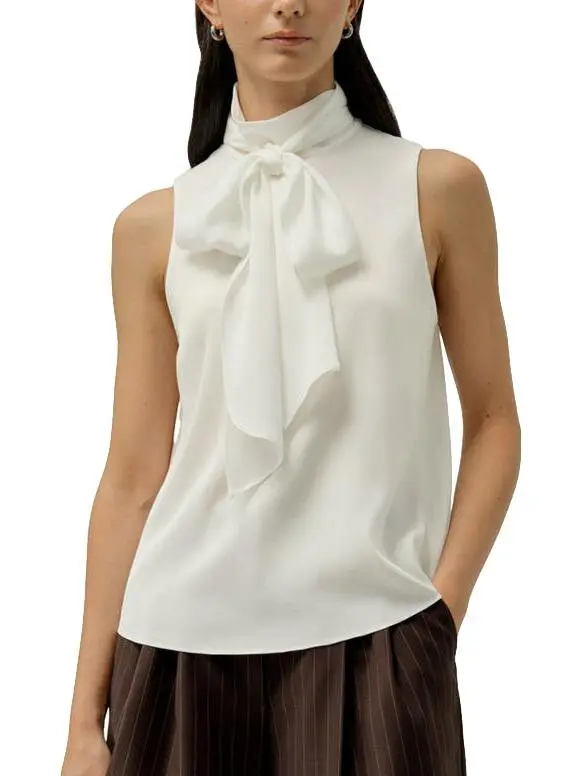 Lilysilk Sleeveless Tie-neck Silk Blouse - Natural White