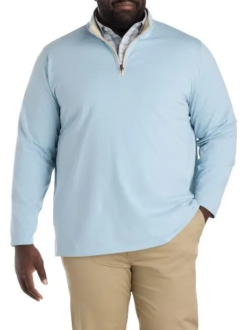 OAK HILL BY DXL Big & Tall 1/4-zip Performance Pullover Sweater - Forget Me Knot