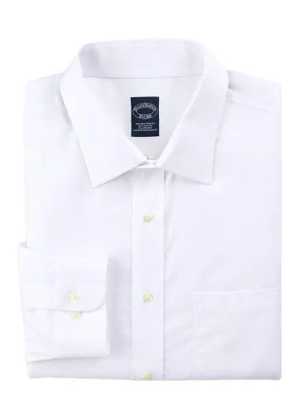 Brooks Brothers Big & Tall Non-iron Pinpoint Stretch Dress Shirt - White