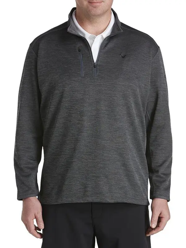 CALLAWAY Big & Tall Weather Series 1/4-zip Fleece Golf Pullover - Grey Heather