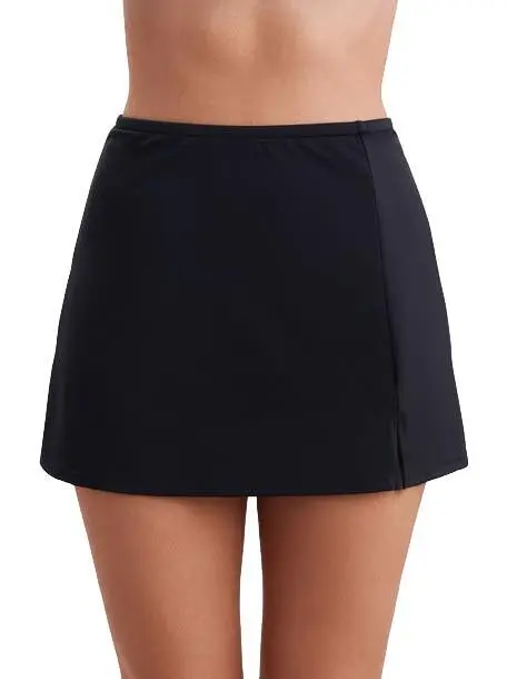SHAPESOLVER Side Slit Swim Skirt - Black