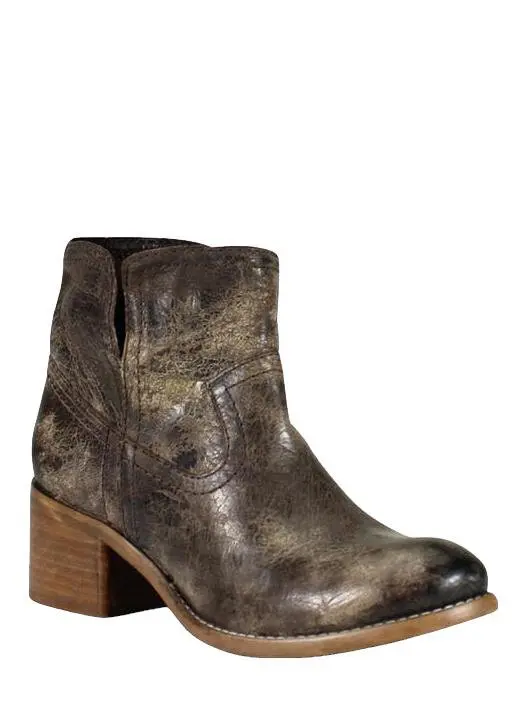 DIBA TRUE Distressed Leather Western Bootie - Charcoal
