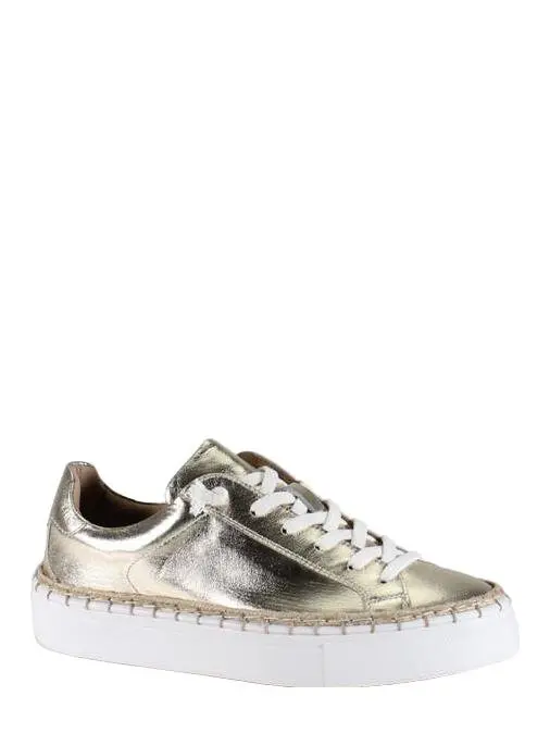 DIBA TRUE Em Belish Metallic Leather Lace Up Sneaker - Light Gold