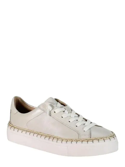 DIBA TRUE Em Belish Metallic Leather Lace Up Sneaker - White