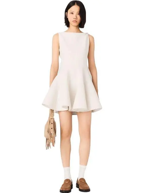 Maje Short Flared Tweed Dress - Ecru