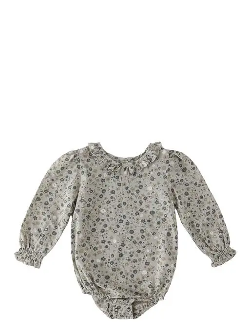 PEHR Ruffle Long Sleeve Organic Cotton Bodysuit - Forget-me-not