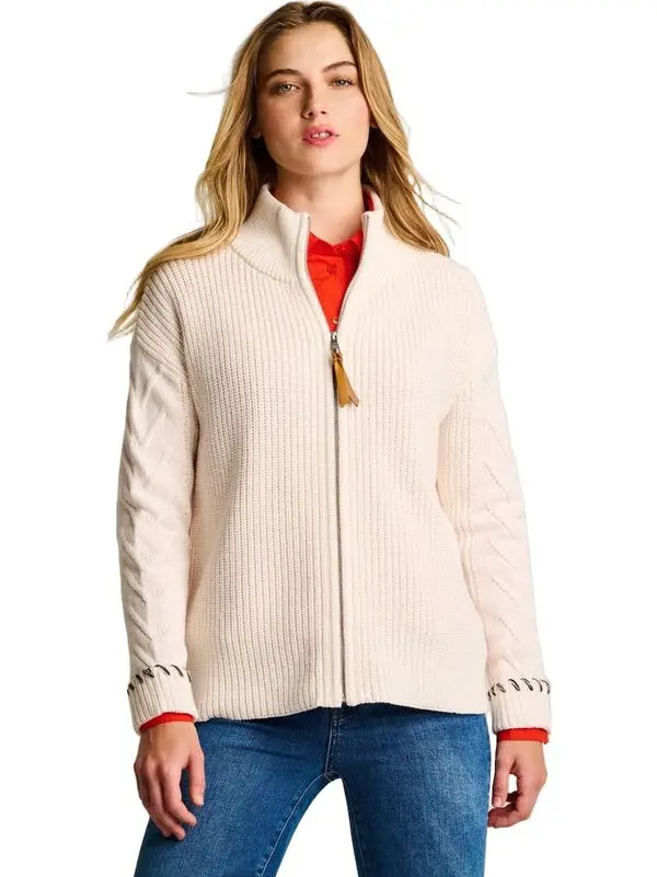 Lisa Todd Cable Stitch Zip-up Cardigan - Snow