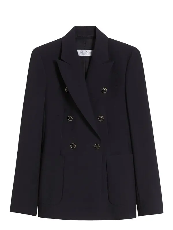 Max Mara Virgin Wool Double-breasted Blazer - Blue