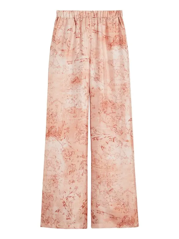 Max Mara Silk Printed Wide-leg Trousers - Pink
