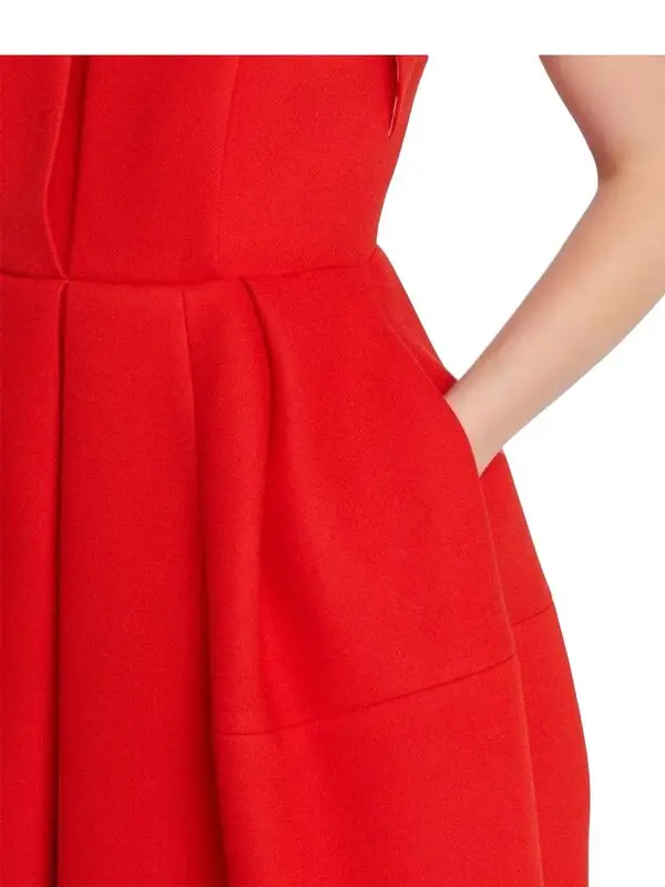 Dice Kayek Short-sleeve Pleated Mini Dress - Red