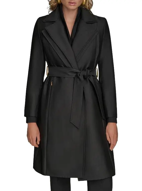 Donna Karan New York Cotton-blend Trench Coat With Double Collar - Black
