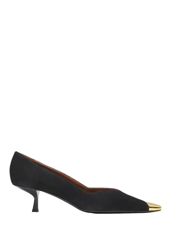 GIUSEPPE ZANOTTI Suede Cap-toe Kitten Heel Pumps - Nero