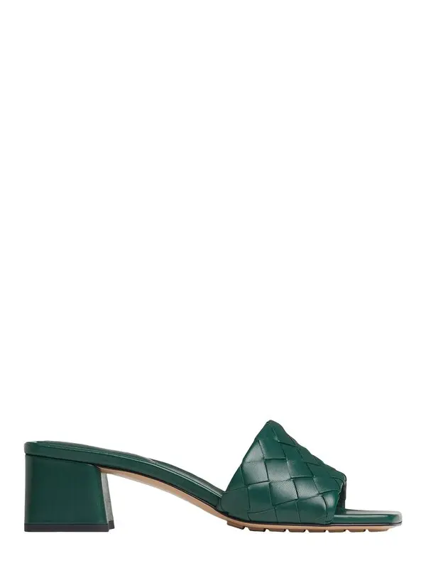 Bottega Veneta Lambskin Parco Heeled Mules - Green