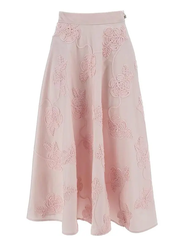 ROTATE BY BIRGER CHRISTENSEN Floral Appliqué Maxi Skirt - Rose