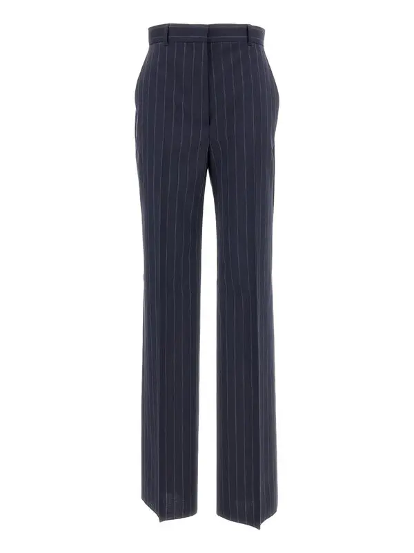 Max Mara Pinstriped Wool Trousers - Blue