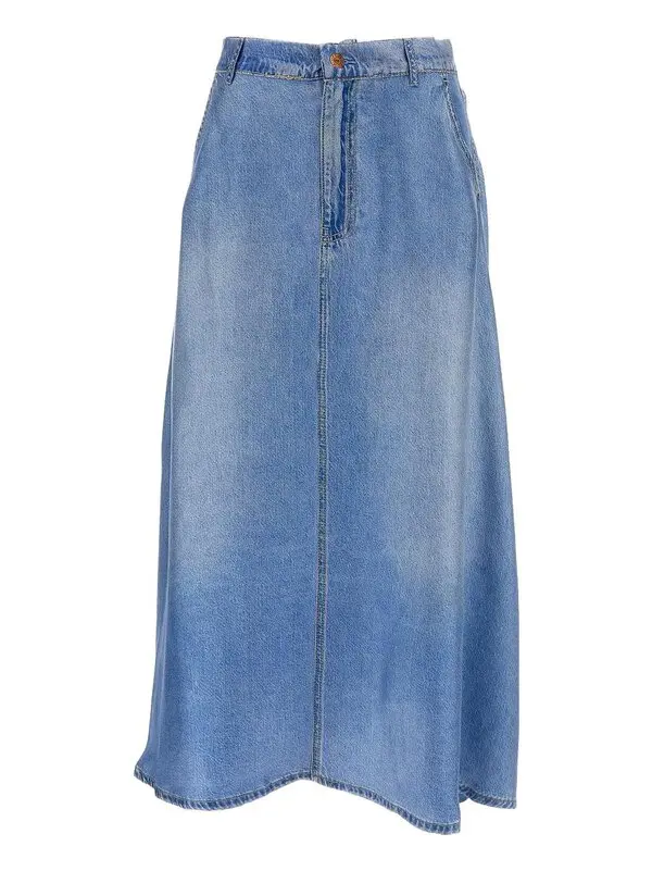 PIERRE-LOUIS MASCIA Printed Silk Trapeze Skirt - Blue
