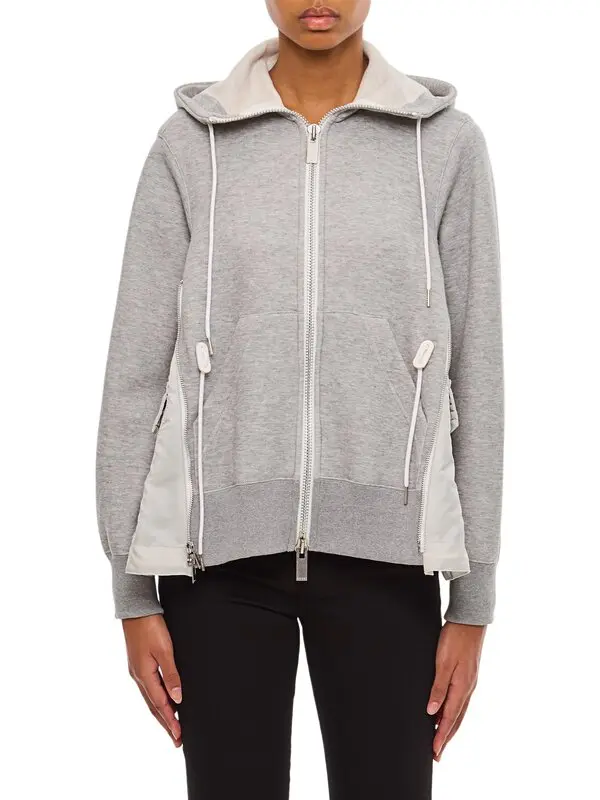 Sacai Sponge Sweat X Nylon Twill Hoodie - Grey
