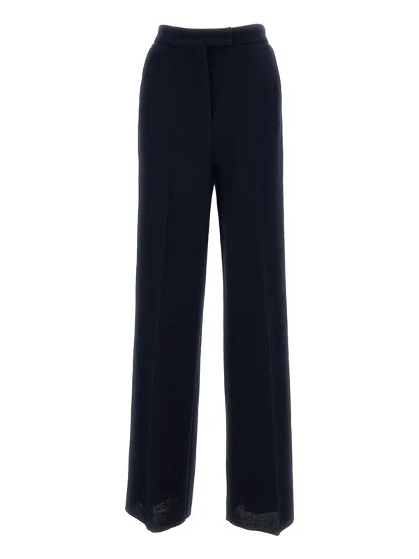 Max Mara Wool Jersey Wide Leg Trousers - Blu