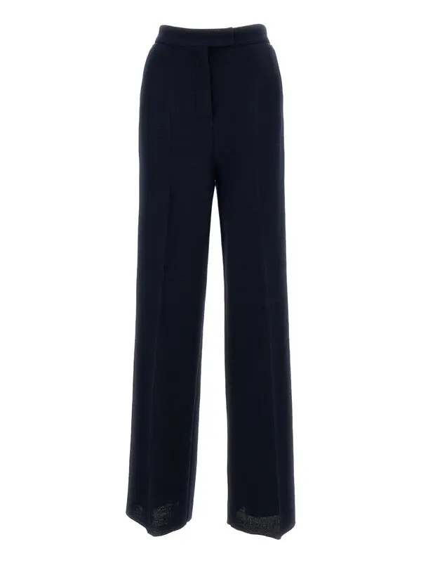 Max Mara Wool Jersey Wide Leg Trousers - Blue