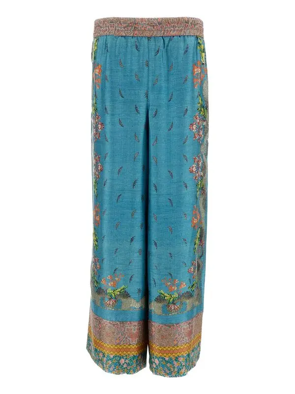 PIERRE-LOUIS MASCIA Printed Silk Palazzo Trousers - Multicolor