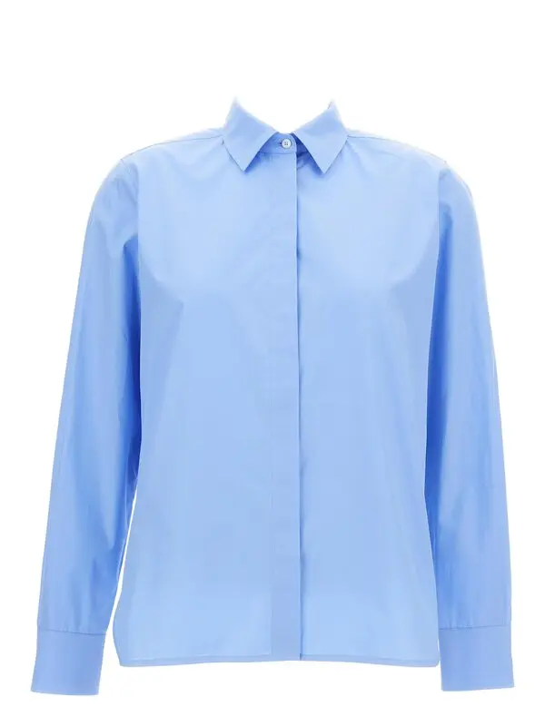 Max Mara Straight-cut Cotton Poplin Shirt - Sky Blue